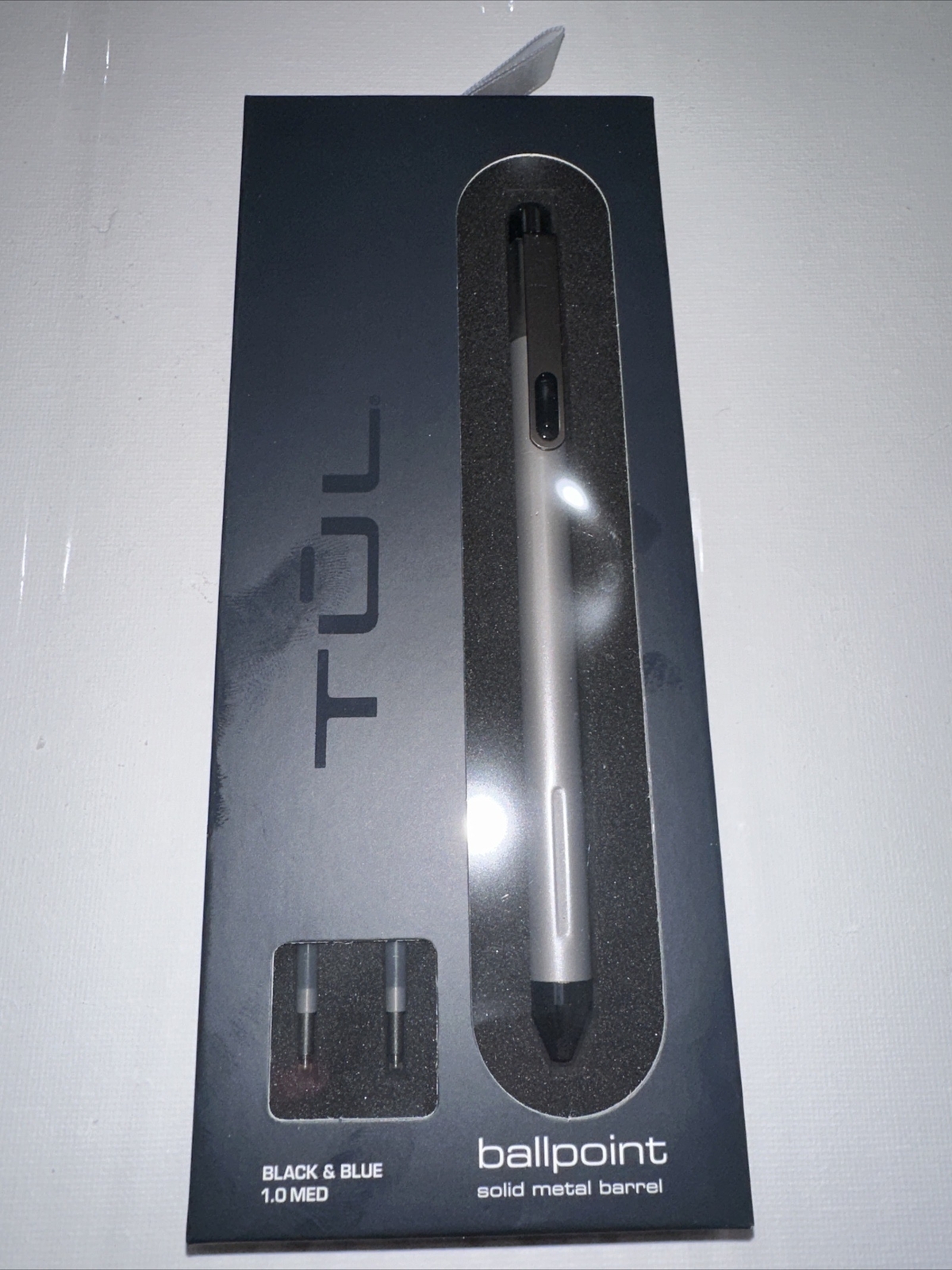 TUL Fine Writing Solid Metal Barrel Ballpoint Pen with 2 Refills Medium ...