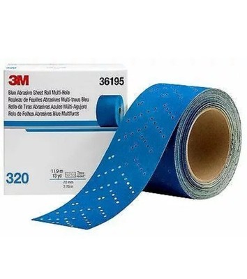 3M 36195 Hookit Blue Abrasive Sheet Roll Multi-Hole 320+ Grade Sanding ...