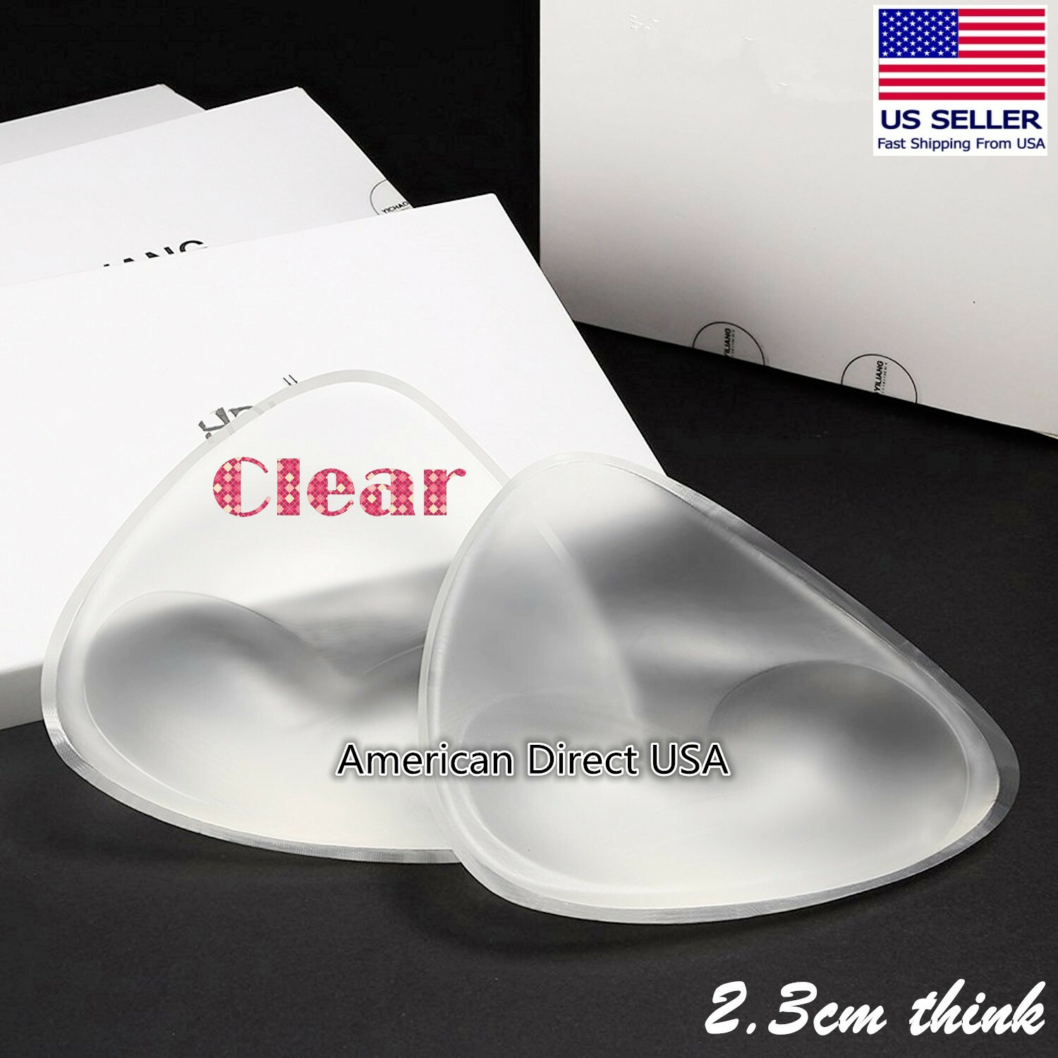 CLEAR Triangle Pad Silicone Swimsuit Push Up Bra Insert Breast Cleavage ...