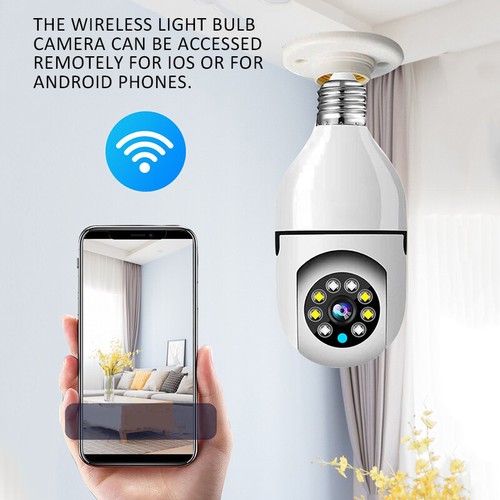 360° 1080P IP E27 Light Bulb Camera Wi-Fi IR Night Smart Home Wireless ...