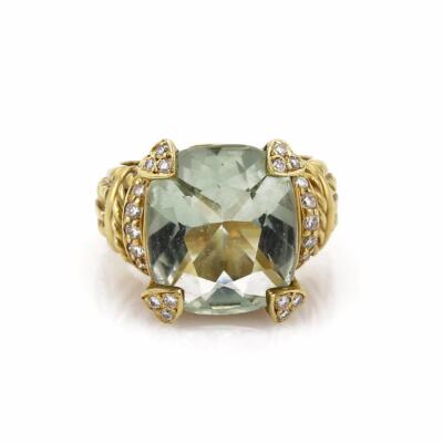 Judith Ripka Ring Green Amethyst & Diamond 18k Yellow Gold | eBay