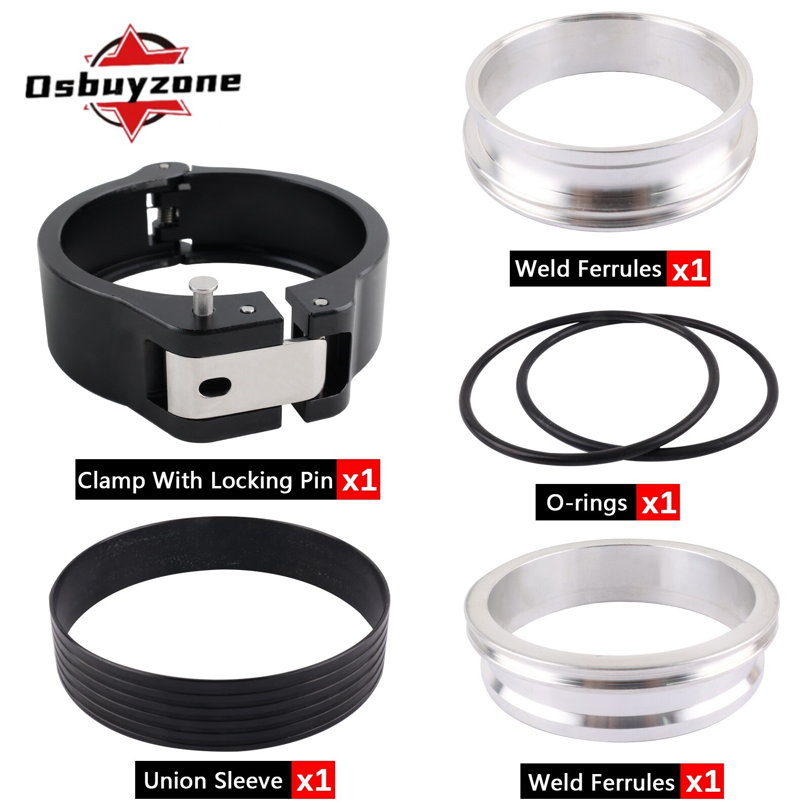 3'' Black 32516 HD Pinless Clamp Assembly 3.0 Inch O.D. Tubing HD ...