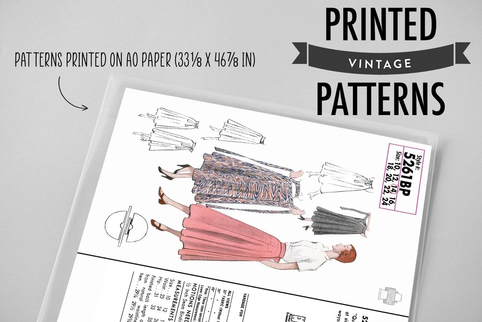 Butterick 5261 Vintage Sewing Pattern Misses Wrap Circle Skirt 1950s | eBay