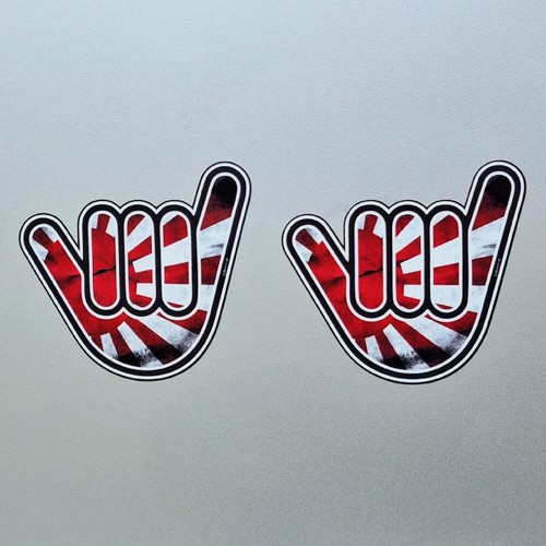 2x Small Rising Sun Jdm Flag No Worries Hand Sign Vinyl Sticker Decals ...