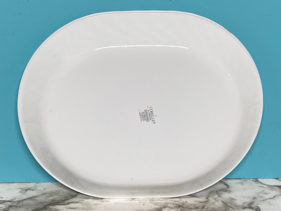 Corelle Oval Serving Platter by Corning Blue Roses 12" Swirl Border | eBay