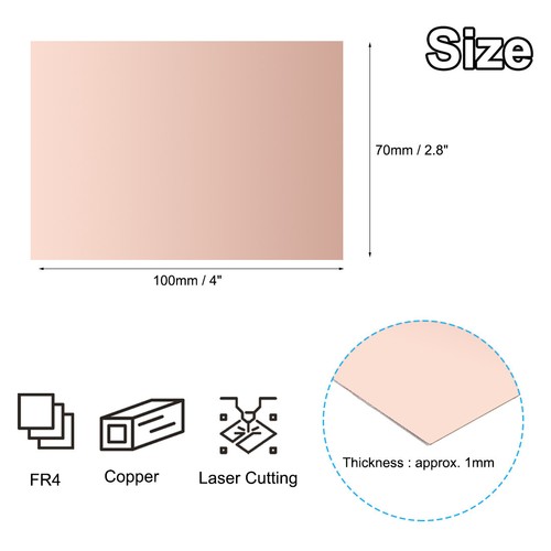 2.8x4 Inch Double Sided Copper Clad Laminate PCB, 12 Pcs 1mm Prototype ...