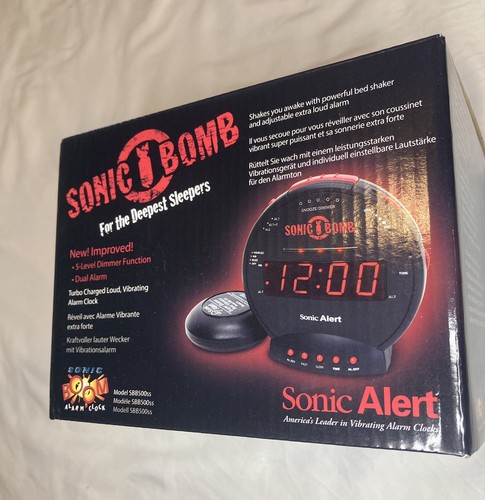 SONIC BOMB Turbo Charged Extra Loud Vibrating Alarm Clock Deep Sleep ...