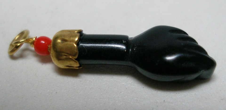 Gold Filled Mano Figa Azabache & Coral Hand Lucky Amulet Pendant | eBay