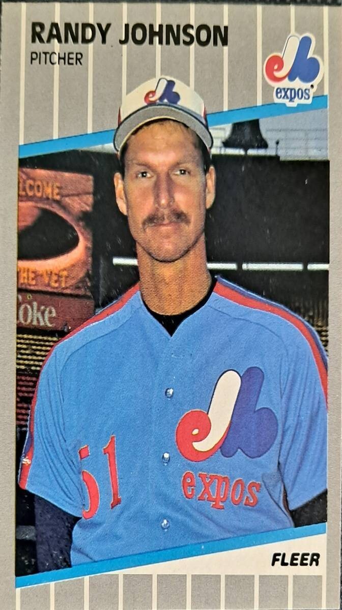 Randy Johnson 1989 Fleer #381 - Red Box on Billboard Randy Johnson (RC ...