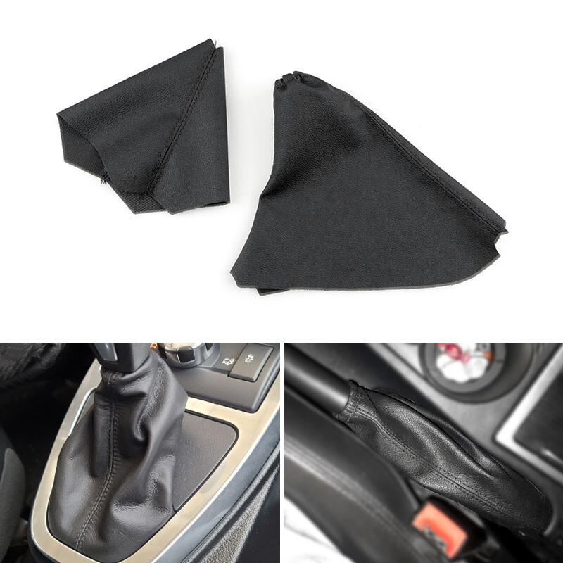 2pcs Black Gear Shift Handbrake Leather Cover For Land Rover Freelander ...
