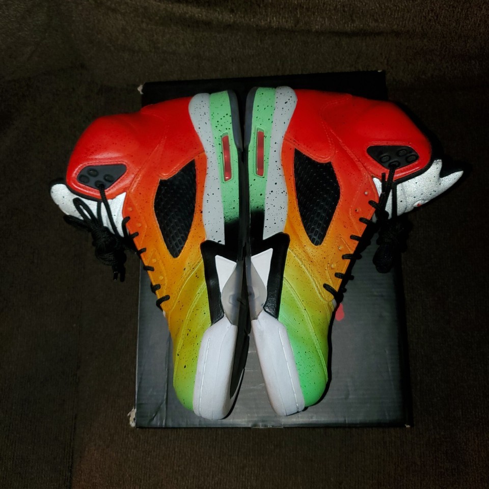 Nike Air Jordan 5 Retro Rasta Custom Sz 9.5 Mens Green Yellow Red V.A.B ...