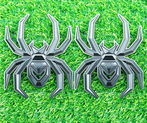 2Pc Custom Spider Logo Emblems 3D Car Badges Black Widow Edition matte ...