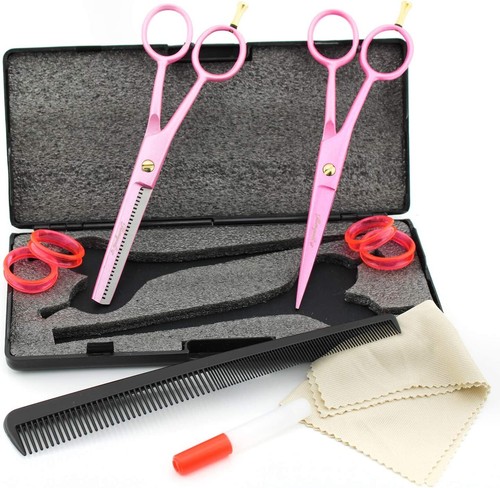 Pink Hairdressing & Hair Cutting Scissor hair Comb Shears Kit left ...