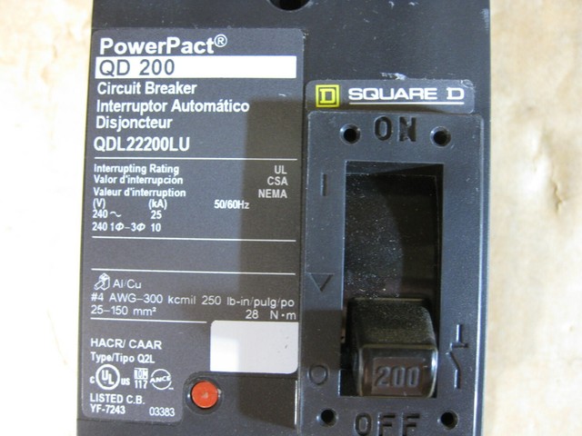 Qdl22200 Square D PowerPact Qd200 200a 200 Amp Circuit Breaker for sale ...