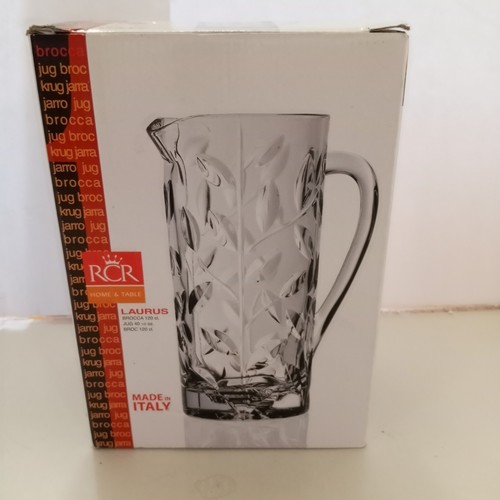 RCR Crystal Jug Pitcher Laurus Brocca 40 oz 9”H Leaf made in Italy | eBay