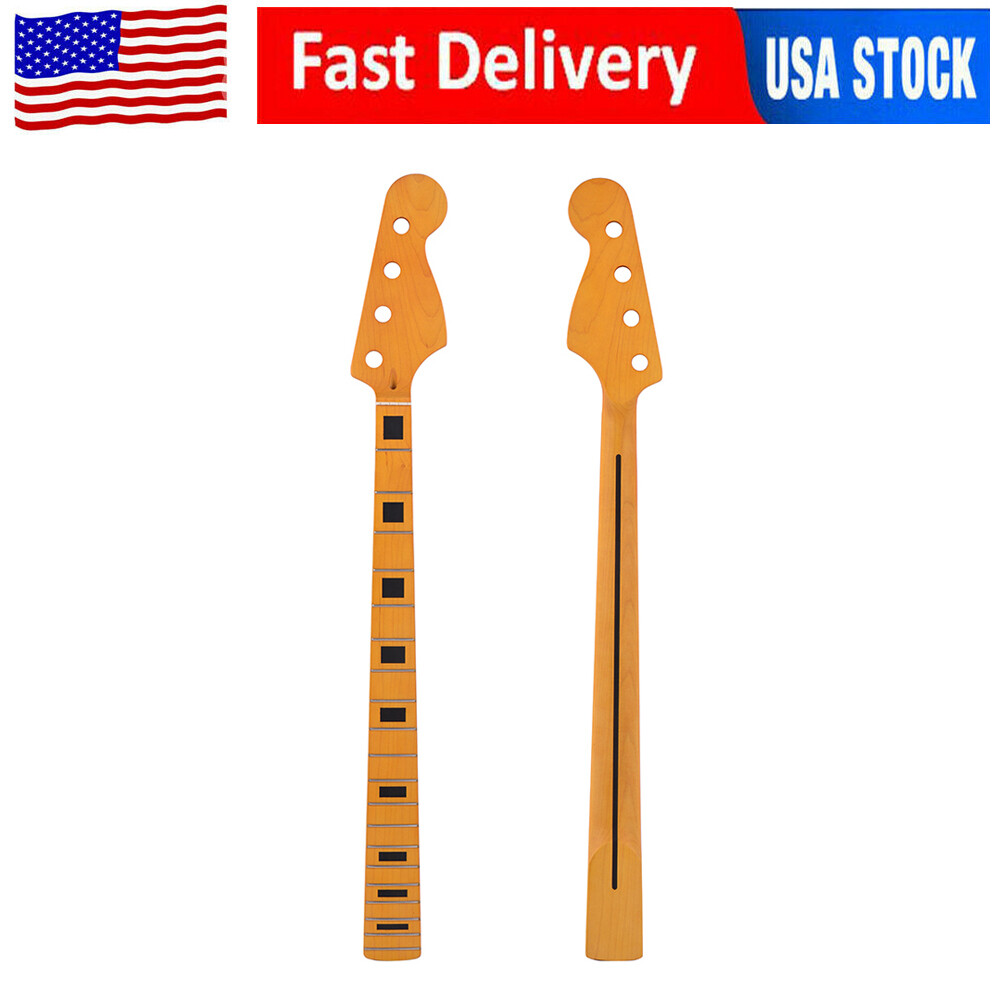 Yellow 20 Frets Maple Bass Guitar Neck for Precision P Bass + Truss Rod