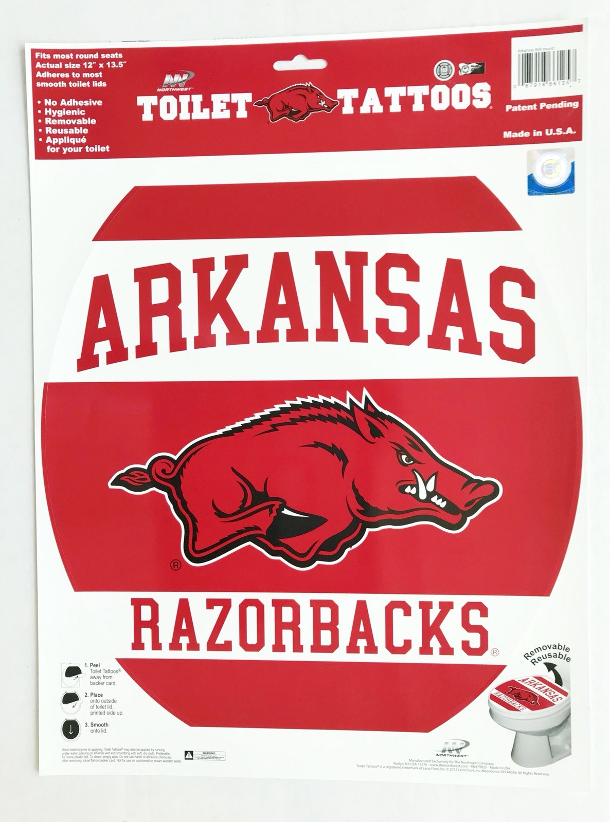Officially Licensed NCAA-Arkansas Razorbacks Toilet Tattoos-Round ...