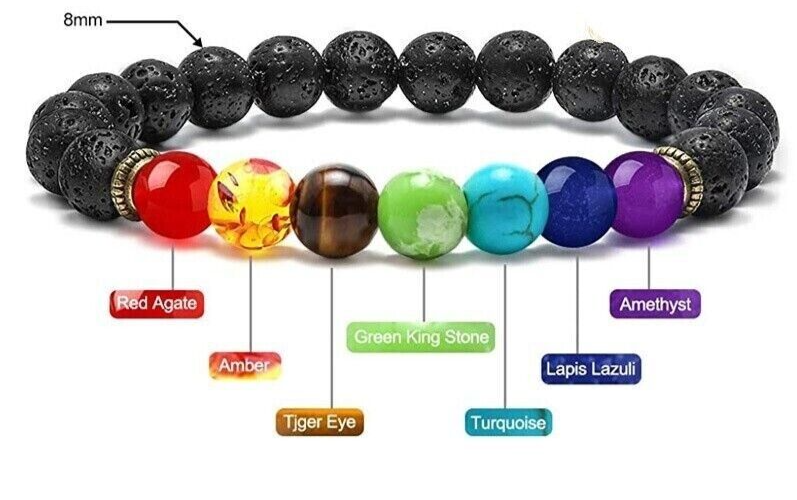 Colorful stone bracelet volcanic stone handmade semi-precious beaded ...