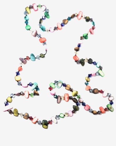Necklace Glass Bead FLAPPER Necklace Rainbow Tea Party Wedding Party ...