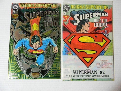 1 SUPERMAN 82 Lot w CHROMIUM & BAGGED w POSTER VERSIONS DC 1993 + BONUS ...