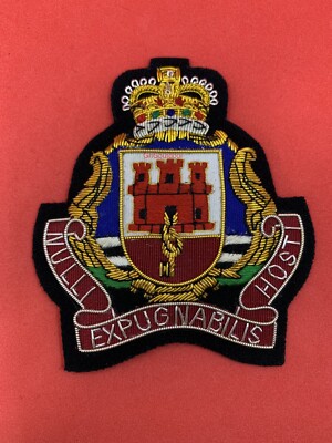 Royal Gibraltar Regiment Blazer Badge RGR Embroidered Bullion Wire ...