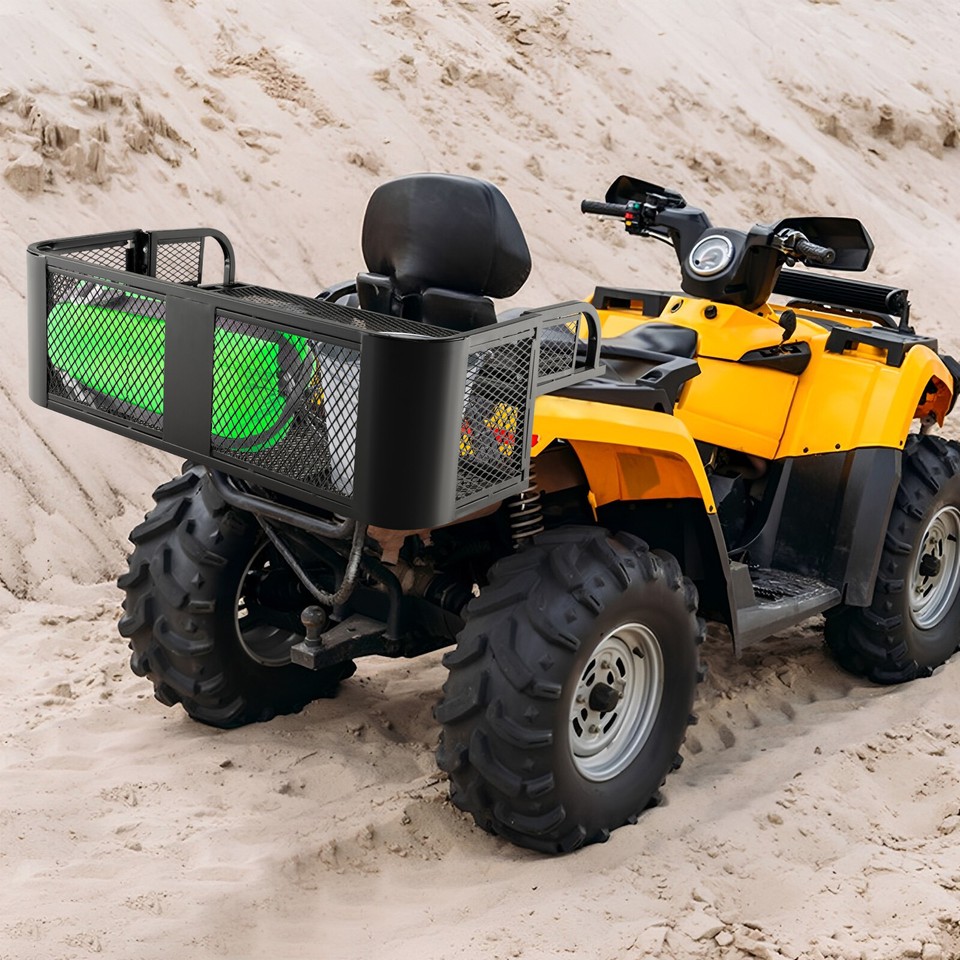 ATV UTV Universal Rear Drop Basket Rack Steel Cargo Hunting | eBay