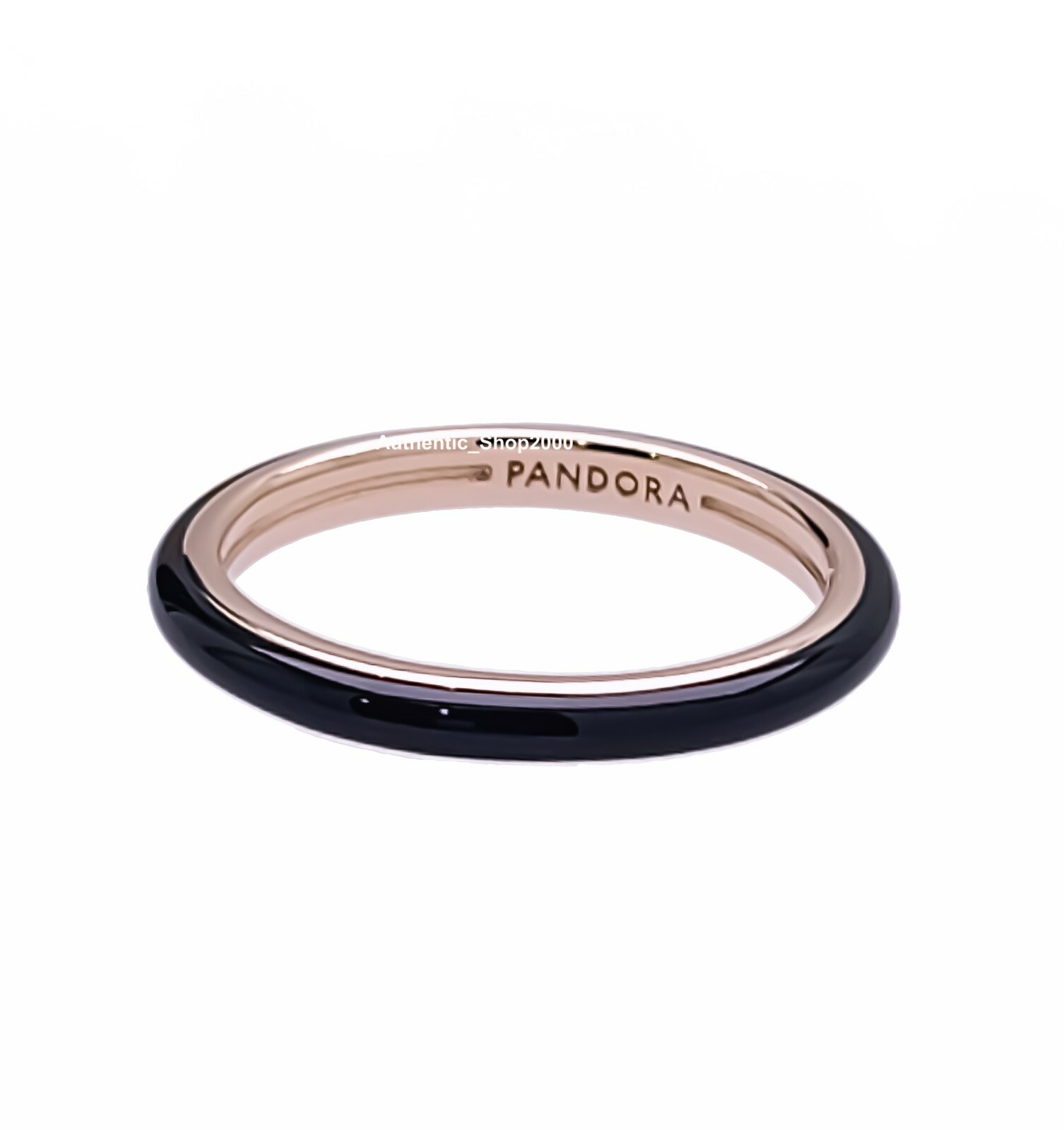 NEW 100% Authentic PANDORA ME Rose Gold Black Enamel Stacking Ring ...