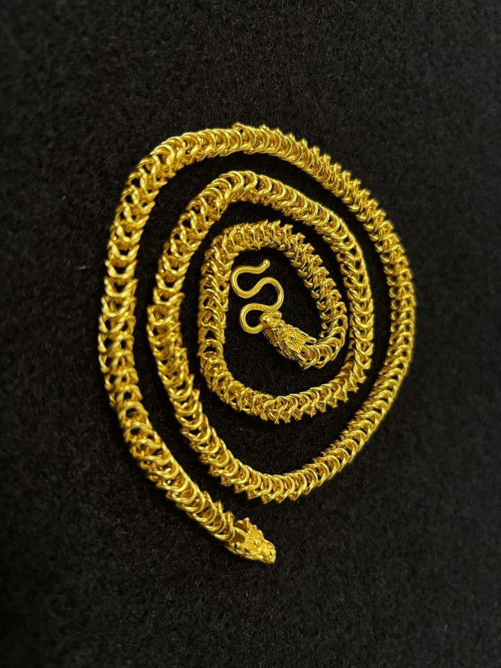 Pure 999 24K Yellow Gold Chain men 6mm O Link Necklace 24inch | eBay