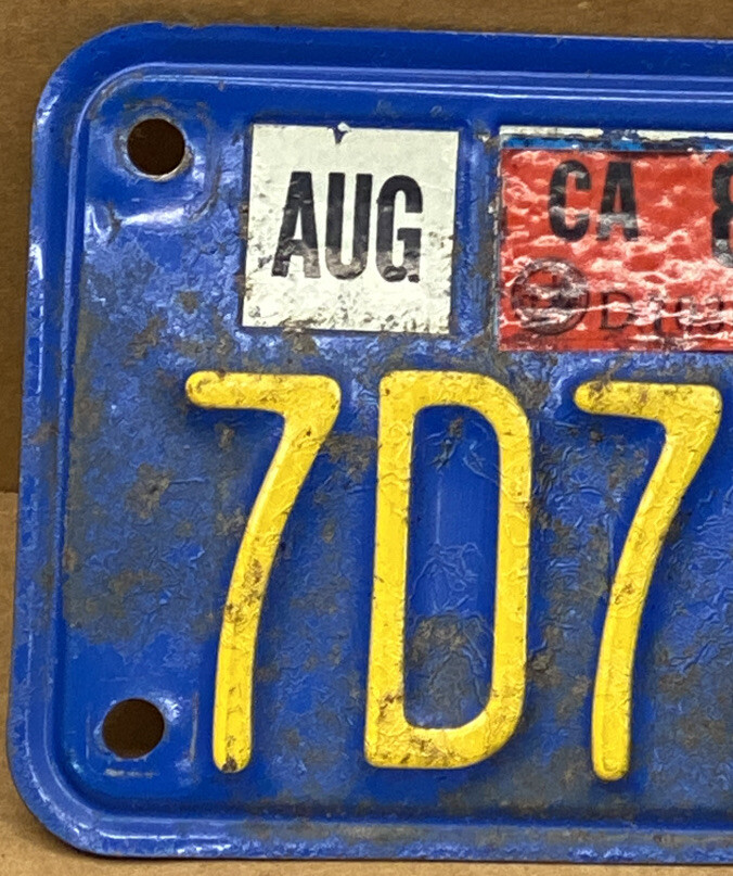 RARE 1970s-80s DMV CLEAR CALIFORNIA MOTORCYCLE LICENSE PLATE (7D7258 ...