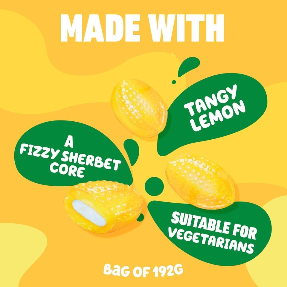 Maynards Bassetts Sherbet Lemons, Tangy Lemon Sweets with Fizzy Centre ...