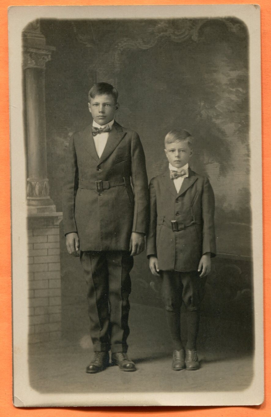 Portrait of 2 Young Brothers, Old Cyko Real Photo Postcard 1910s | eBay
