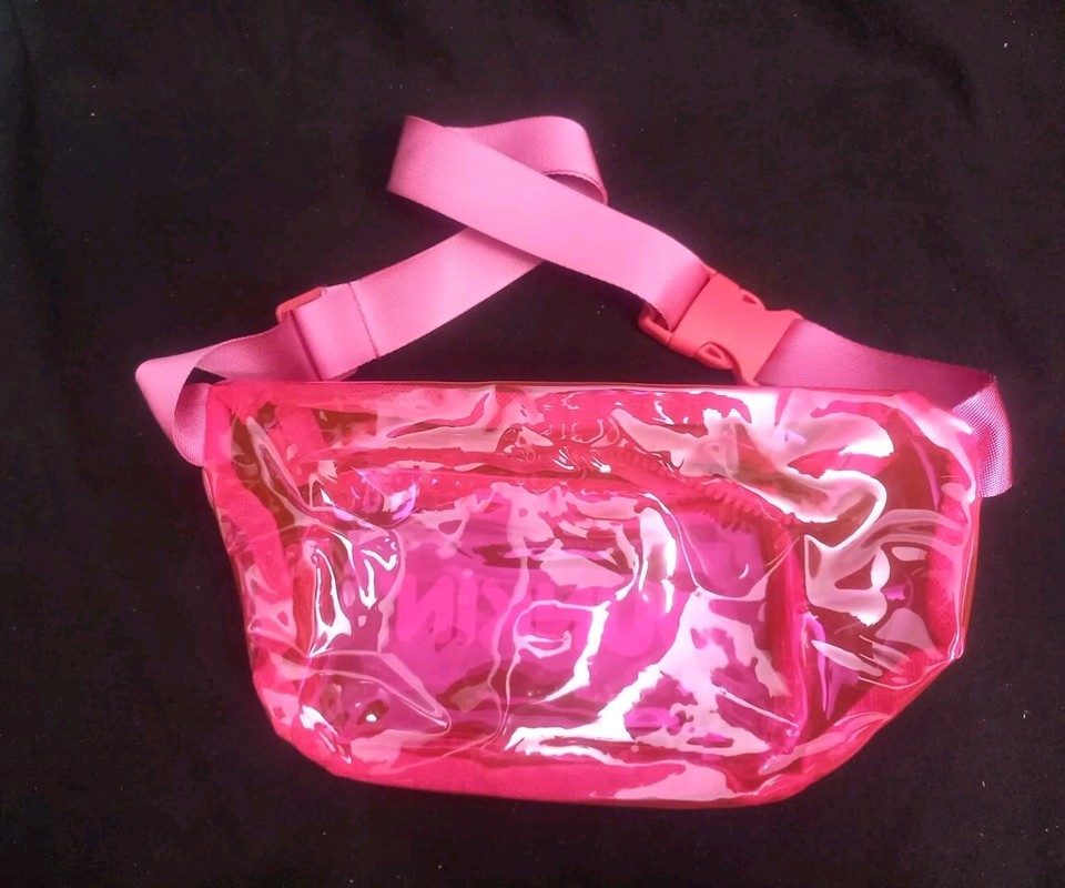 DD Dunkin Donuts Pink See-Through Clear Waist Fanny Pack Cross Body Bag ...