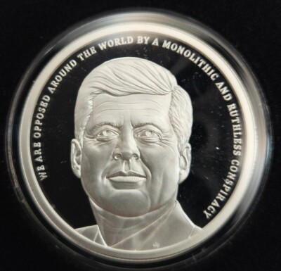 1 oz .999 silver shield proof John F. Kennedy JFK COA BOX Limited ...