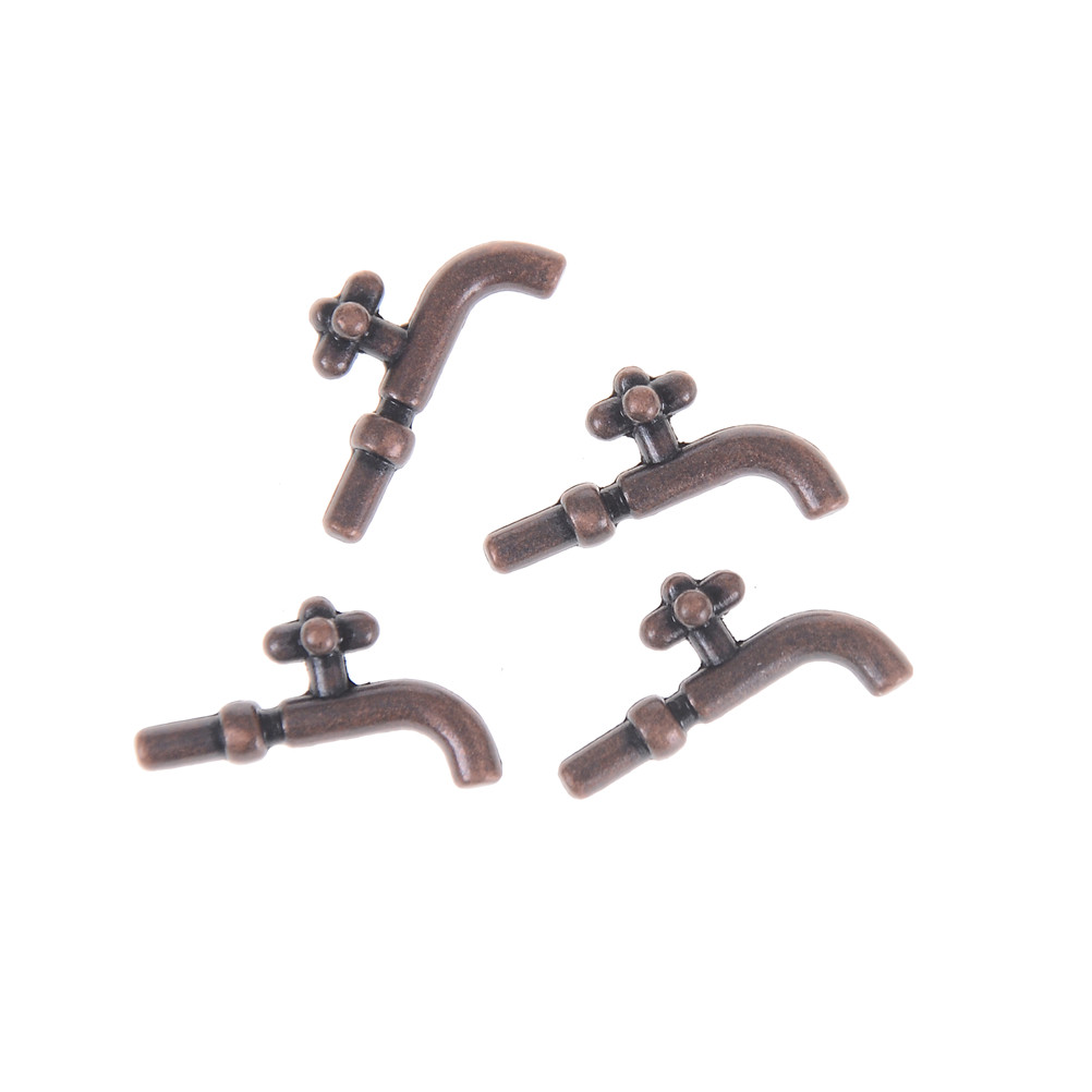 2PCS 1:12 Miniature Metal Water Tap Dollhouse Bathroom Faucet ...