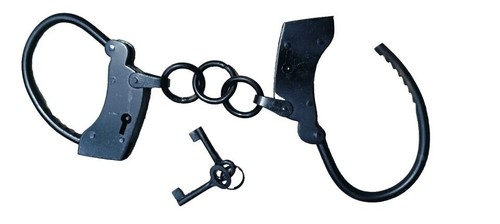 Antique Style Handcuff Cast Iron Working with Lock Short Chain Handcuff ...