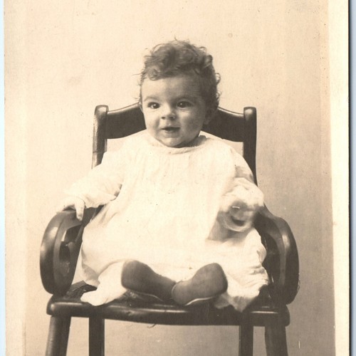 c1910s Adorable Goofy Looking Baby Boy or Girl RPPC Child Smiles Real ...