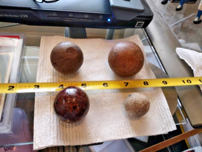(4) 1890's Shooting Marbles Bennington Clay Wooden | eBay