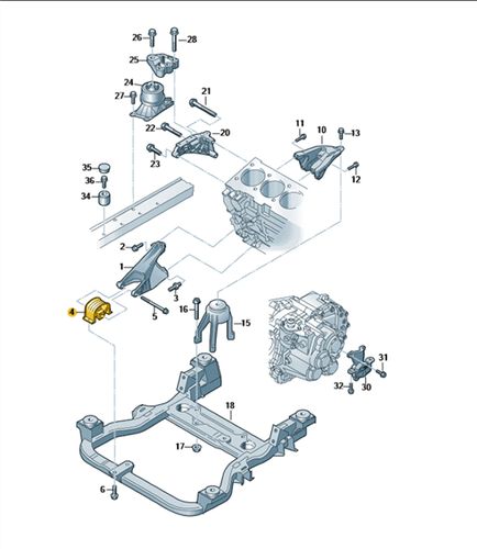 Original Motorlager vorne Volkswagen Multivan T6 2.0TDI 7E0199848 Neu ...
