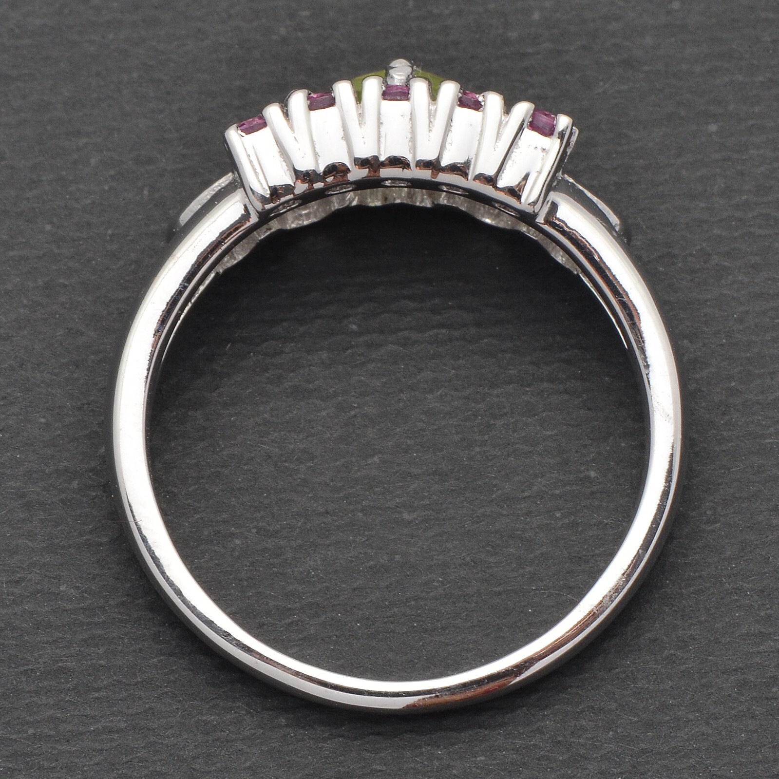 925 Sterling Silver Natural Peridot & Pink Rhodolite Gemstone Heart ...