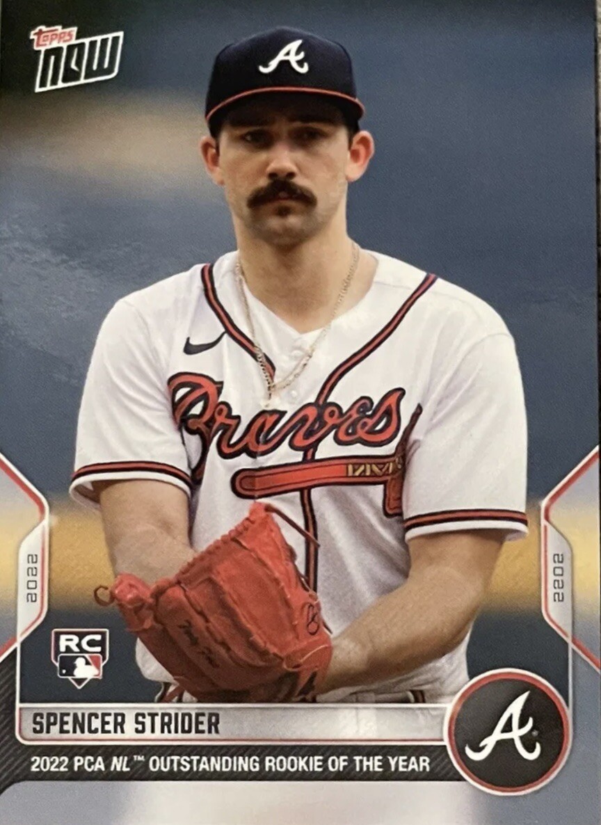 Spencer Strider* RC #PCA-6 2022 Topps NOW MLB NL Outstanding Rookie of ...