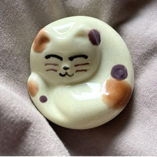 Ceramic Calico Cat Obi Dome, Round, Traditional Japanese Kimono ...
