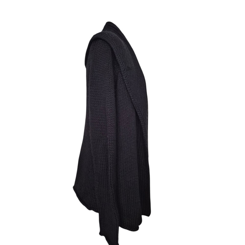 Soft Surroundings Open Front Chunky Knit Shawl Collar Cardigan Blk Wool ...