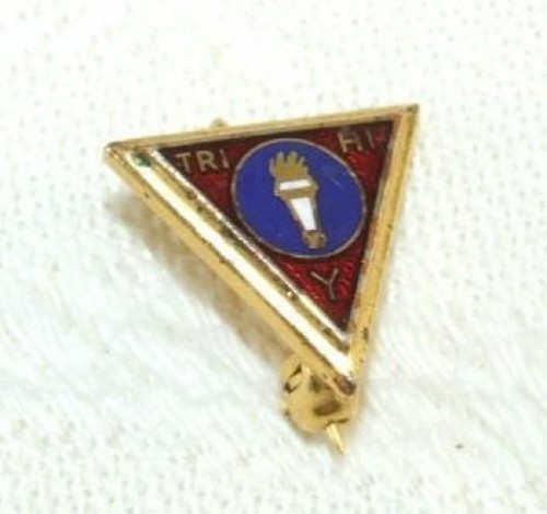 Vintage Petite Brass YMCA TRI HI Y Blue & Red Enamel Torch Official Pin ...
