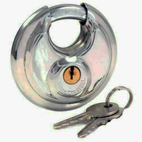 90mm Round Steel Disc Padlock Door Circular Discus Hardened Shackle ...