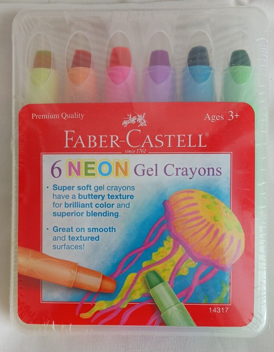 Faber-Castell Neon Gel Crayon Set - 6 Twistable Gel Crayons for Kids | eBay
