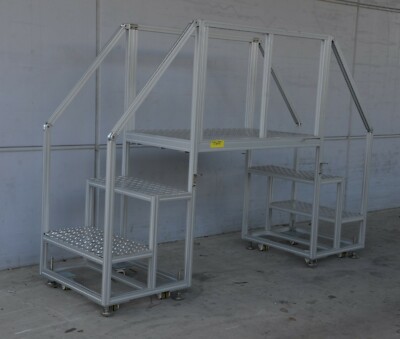 Step walk way cross over bridge on castors - from conveyor system ...