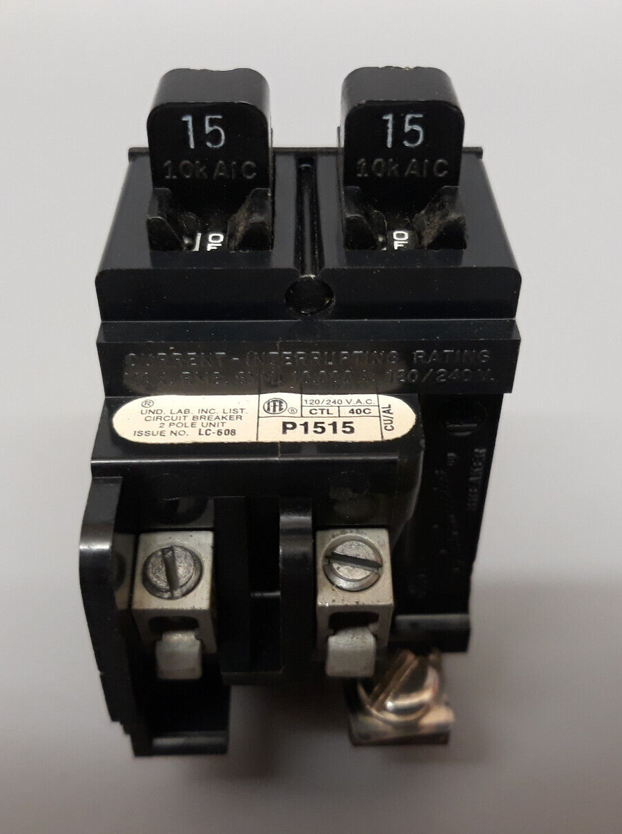 15 Amp Pushmatic ITE Siemens P1515 1515 Twin Tandem Breaker With CLT ...