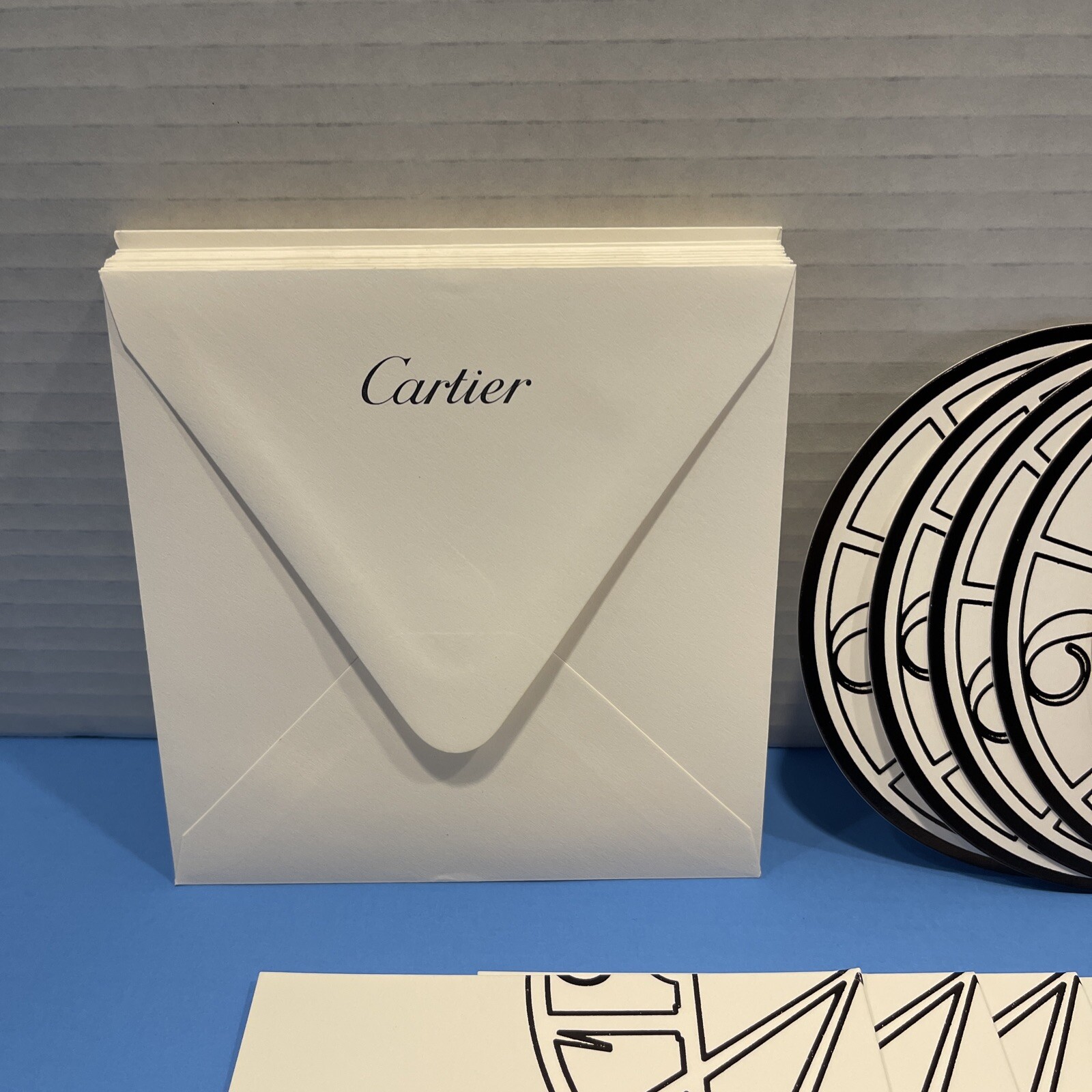 Cartier Novelty 5 square Notecards 10 Envelopes 5 round clock cards w ...