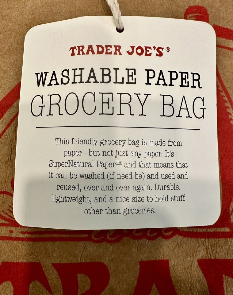 Trader Joe's NEW 💚 RARE WASHABLE PAPER REUSABLE ECO SHOPPER TOTE ...
