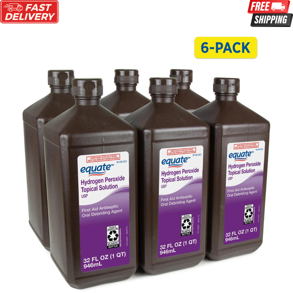 Equate 3% Hydrogen Peroxide Liquid Antiseptic - 32 fl oz, Pack of 6 | eBay